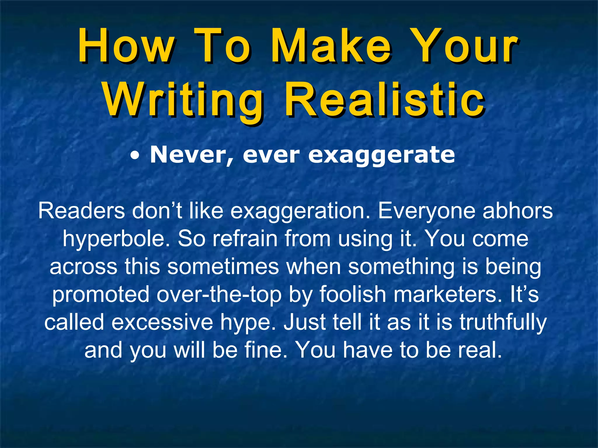 How To Make Your Writing Realistic | PPT