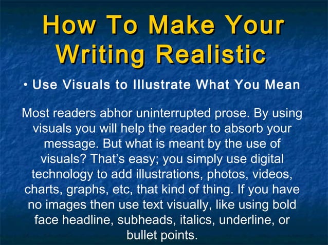 How To Make Your Writing Realistic | PPT