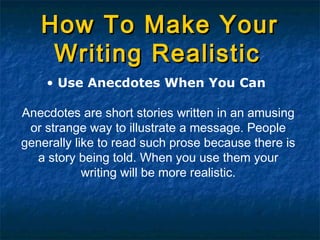 How To Make Your Writing Realistic | PPT