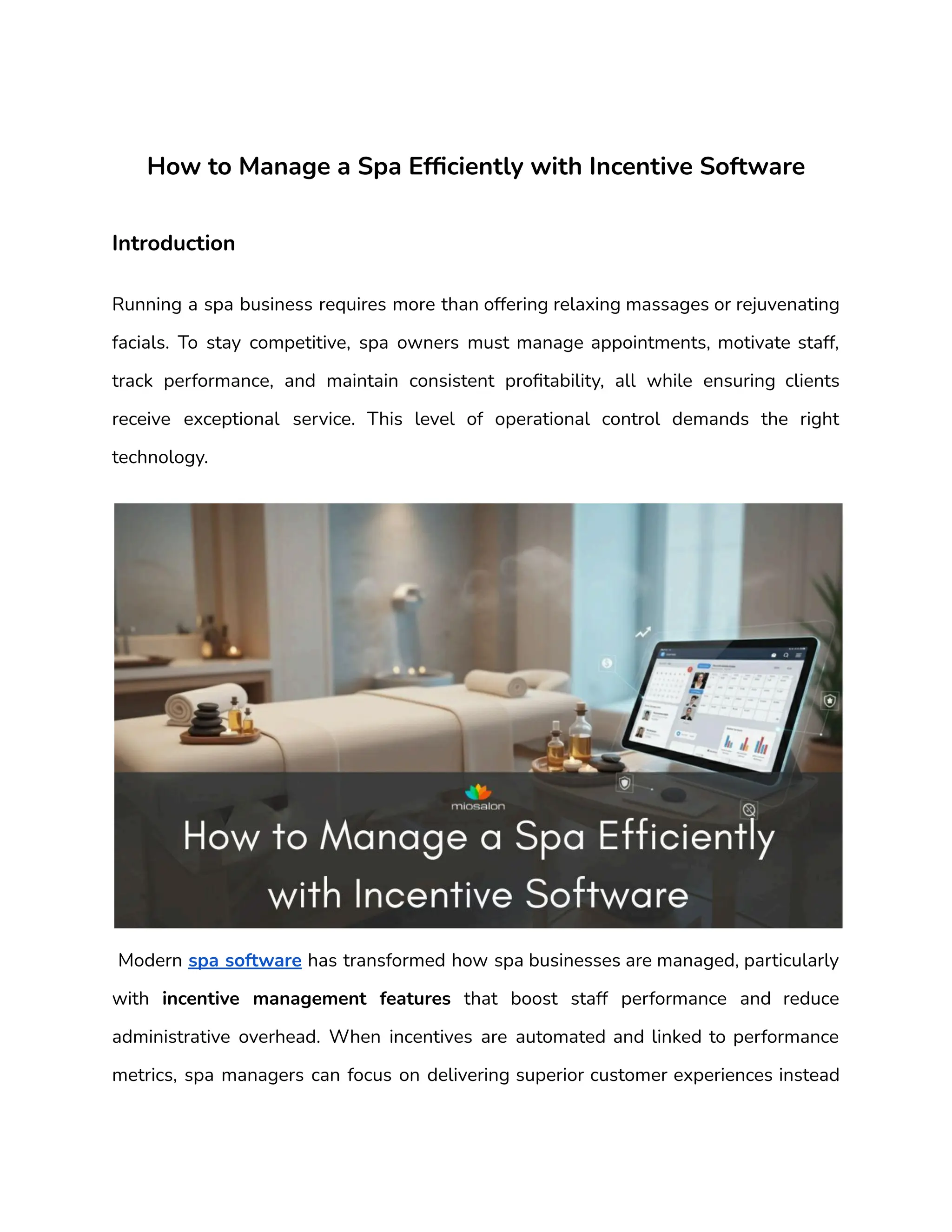 How to Manage a Spa Efficiently with Incentive Software | PDF