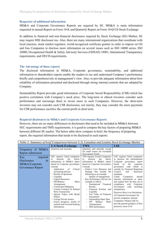 How to manage for preparation of md&a disclosures | PDF