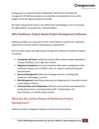 How To Manage Healthcare Projects Using Orangescrum Project Collaboration Tool | PDF