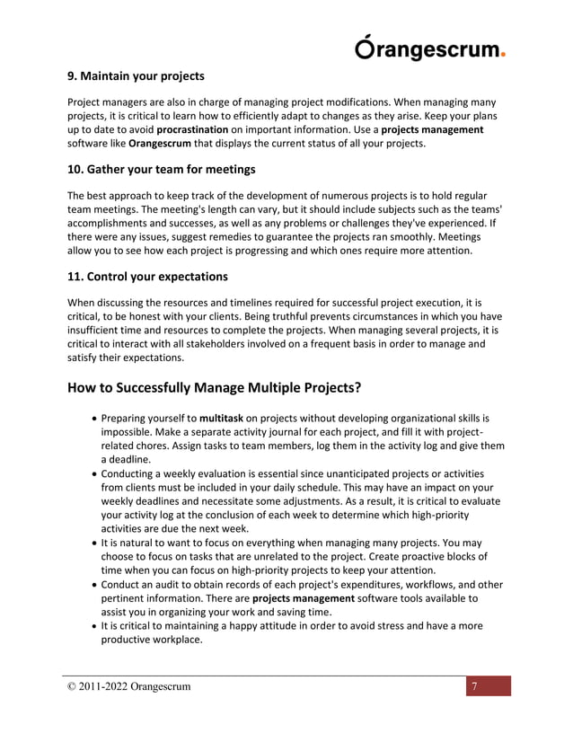 How to Manage Multiple Projects Successfully | PDF