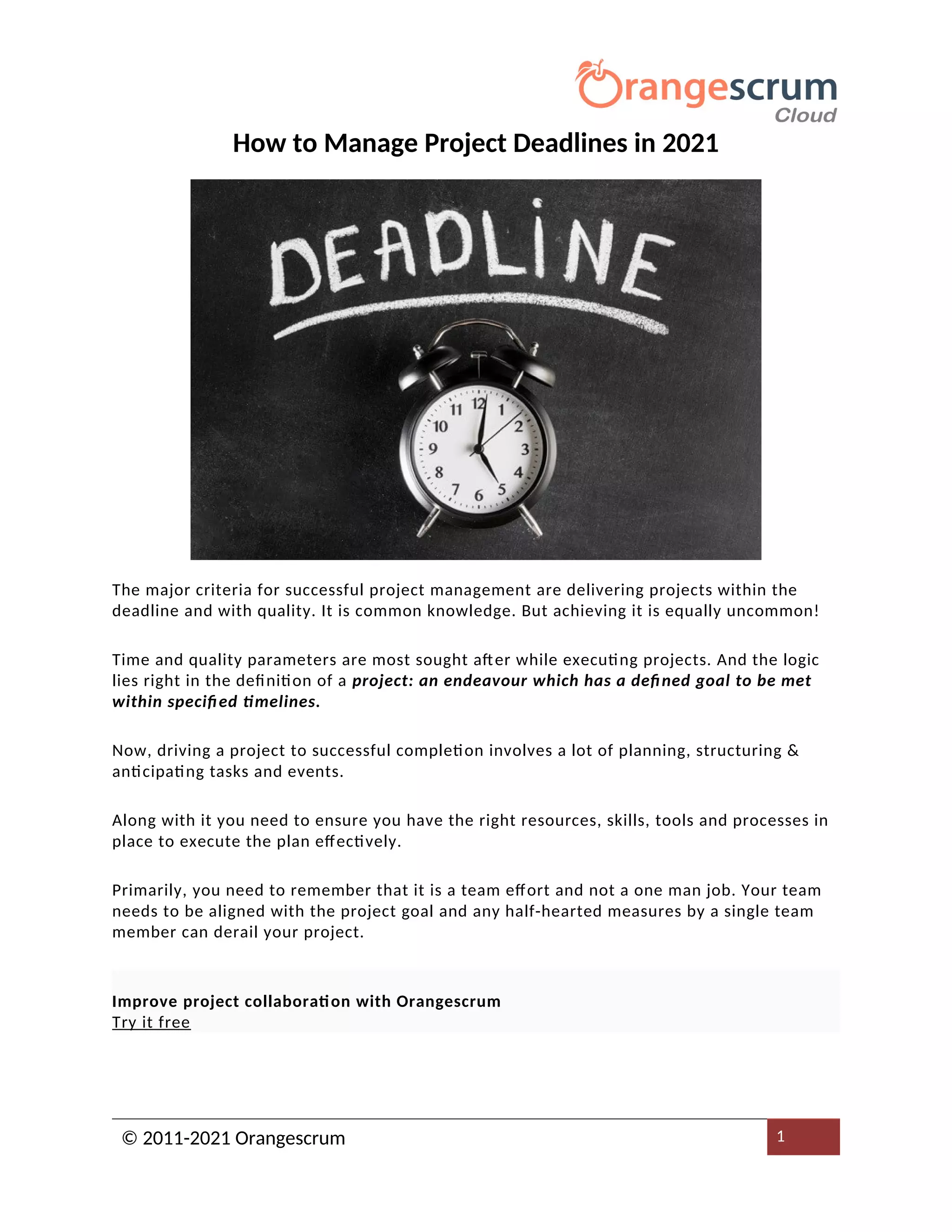 How to manage project deadlines in 2021 | PDF | Computer Software and ...