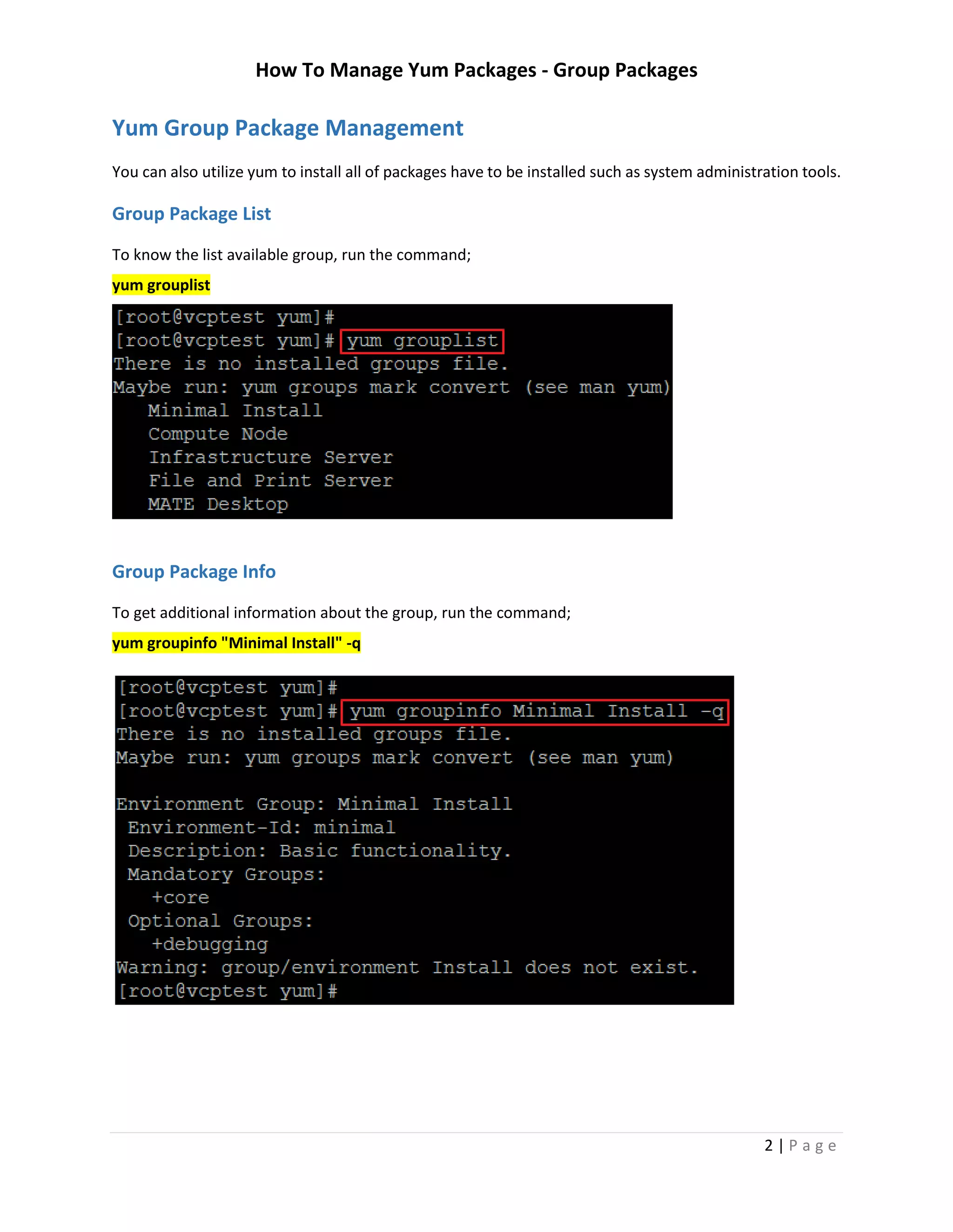 How To Manage Yum Packages - Group Packages | PDF | Operating Systems ...