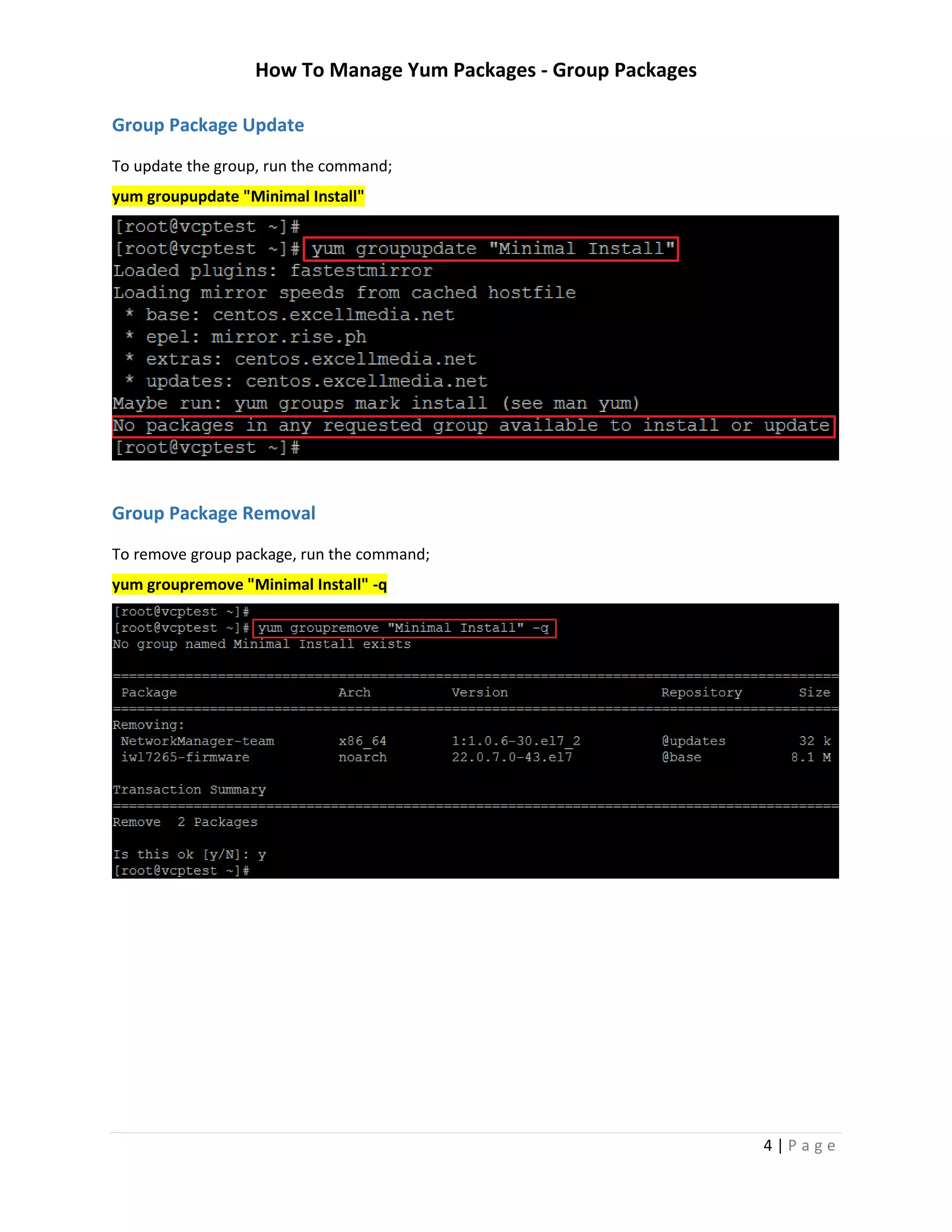 How To Manage Yum Packages - Group Packages | PDF