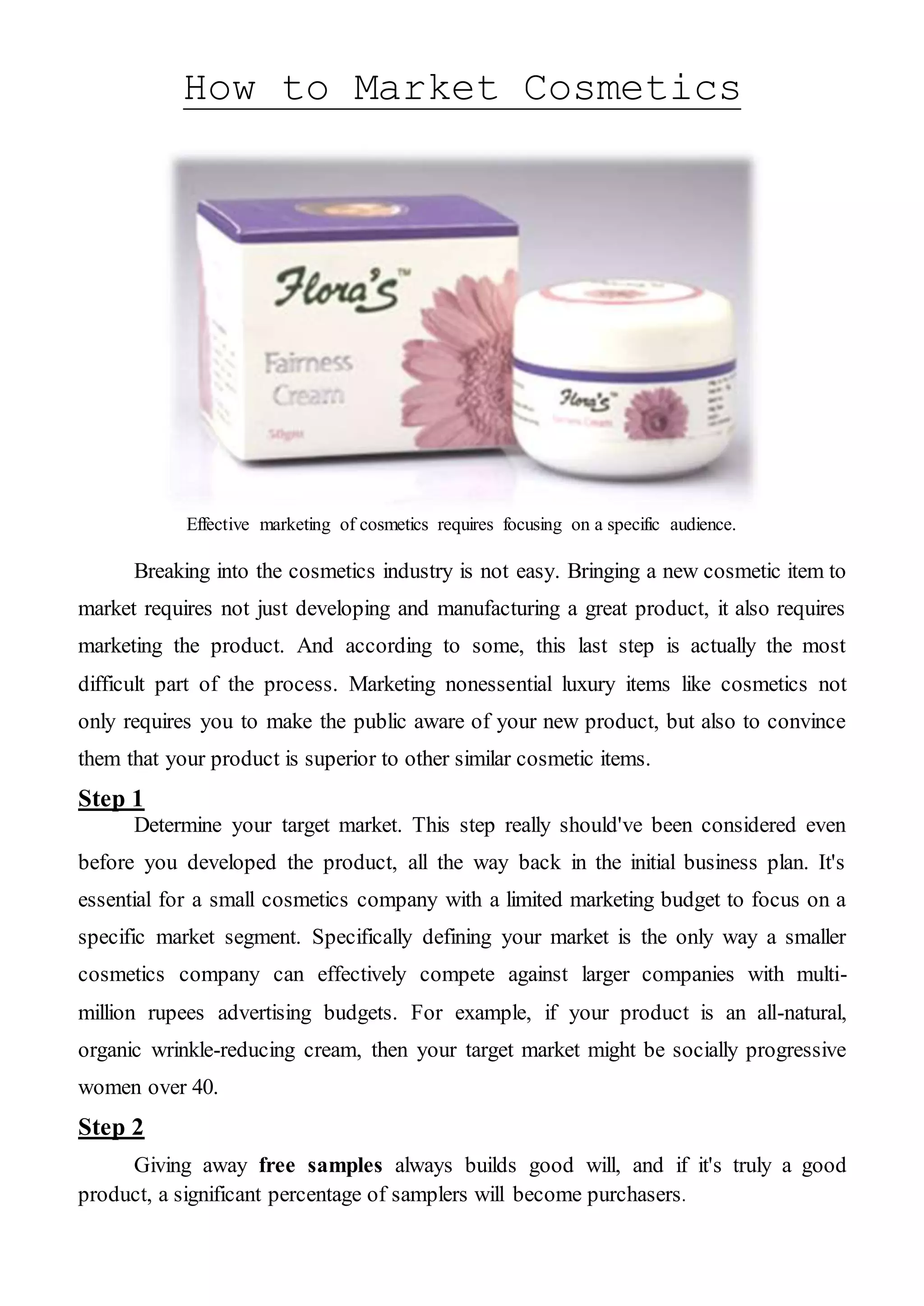 How to market cosmetics | DOCX