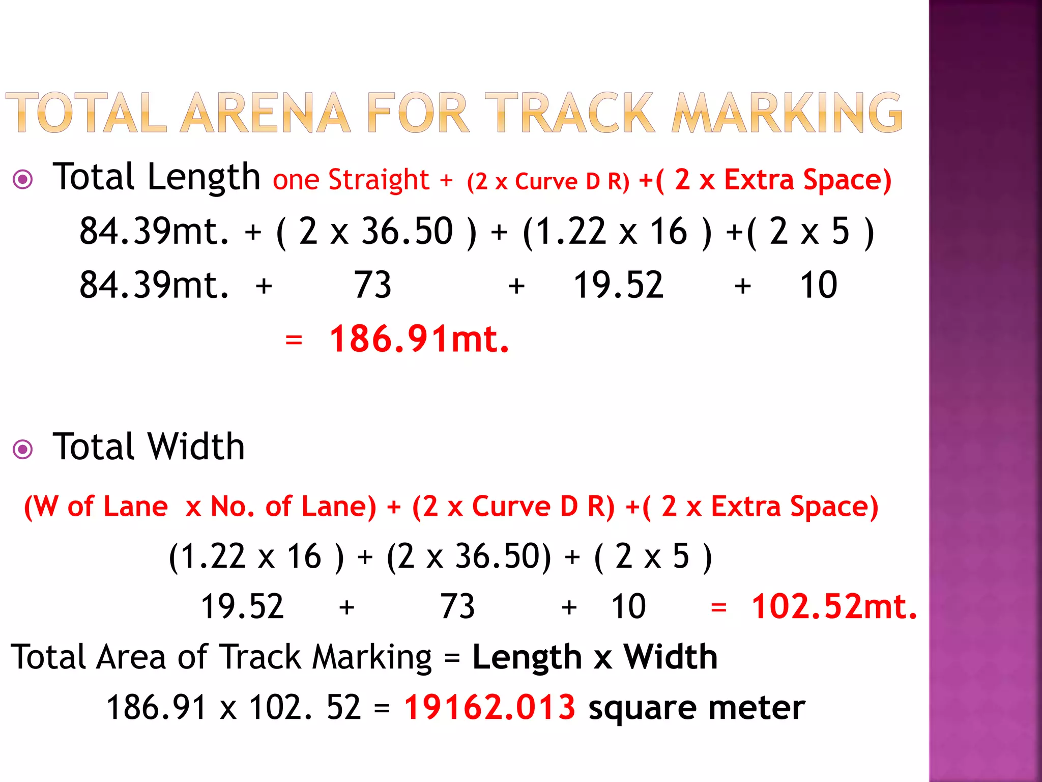 How to mark track 400mt. 84.39