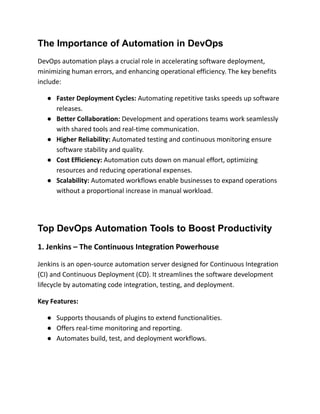 How to Maximize Business Productivity with Top DevOps Automation Tools | PDF