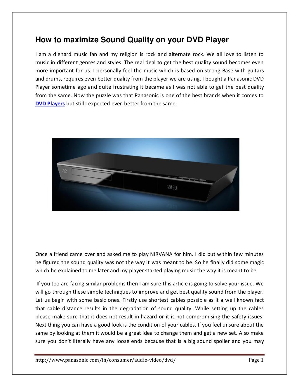 How to maximize sound quality on your dvd player | PDF