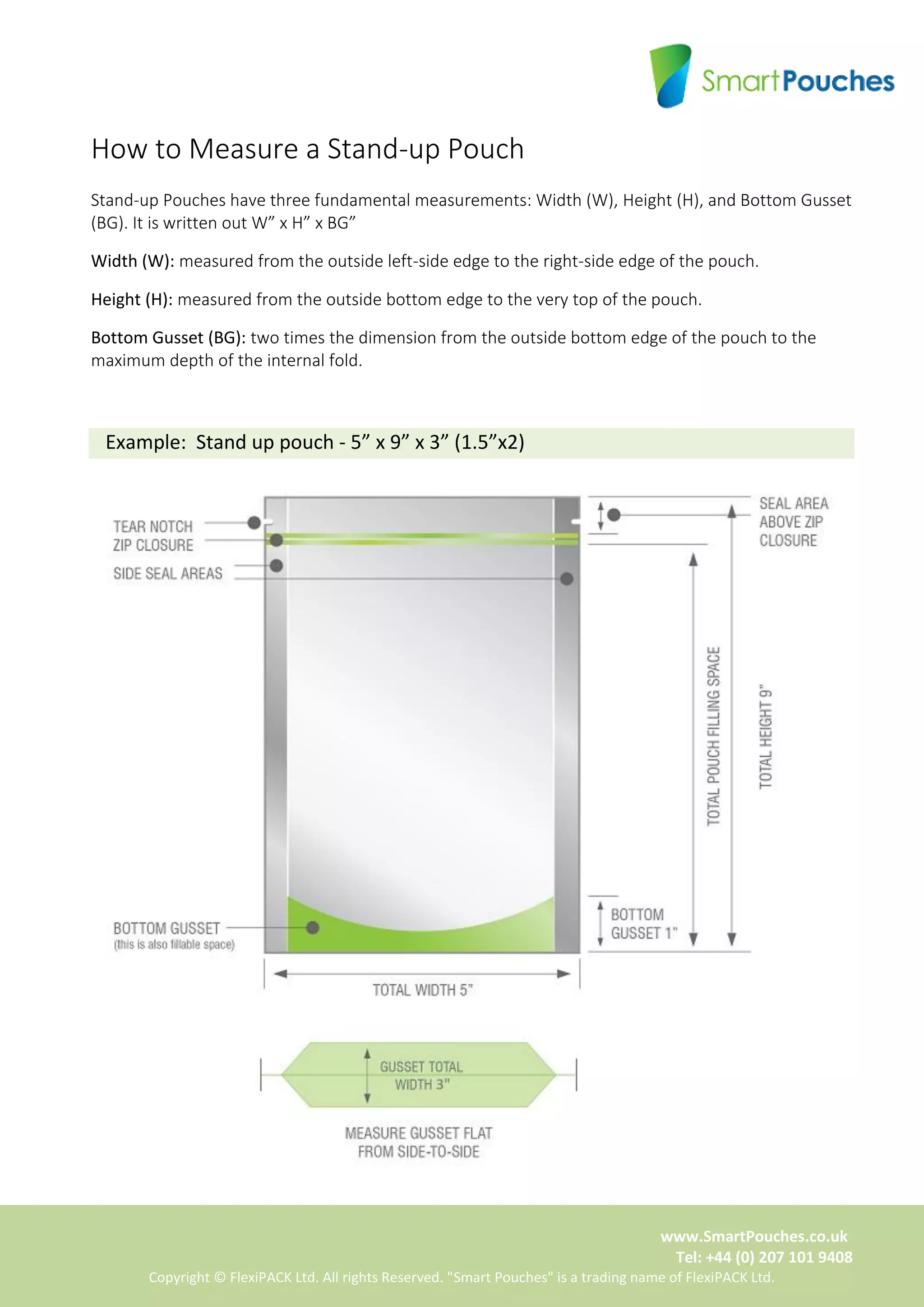 How to measure a stand up pouch | PDF