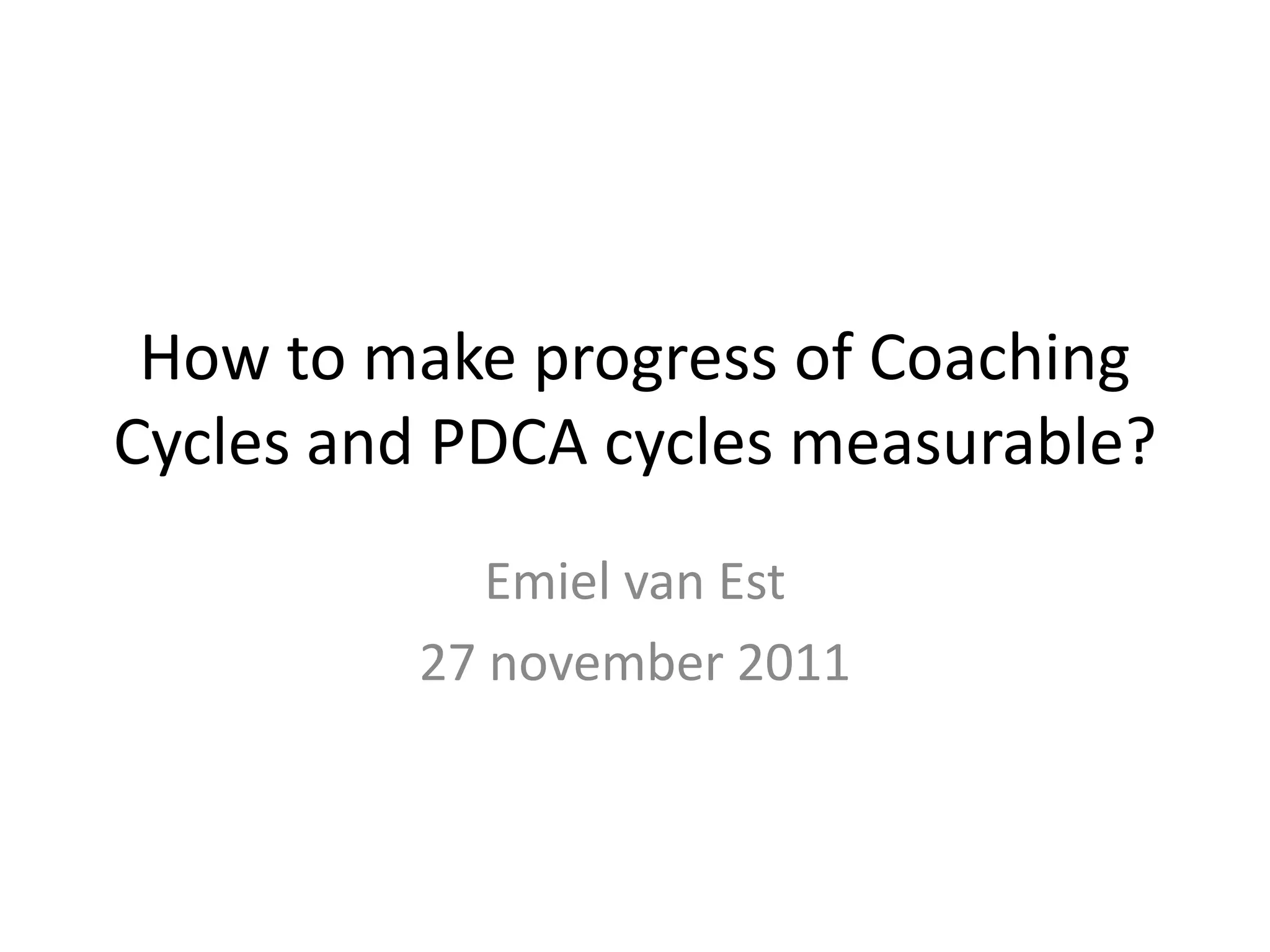 How to measure coaching and pdca cycles | PDF