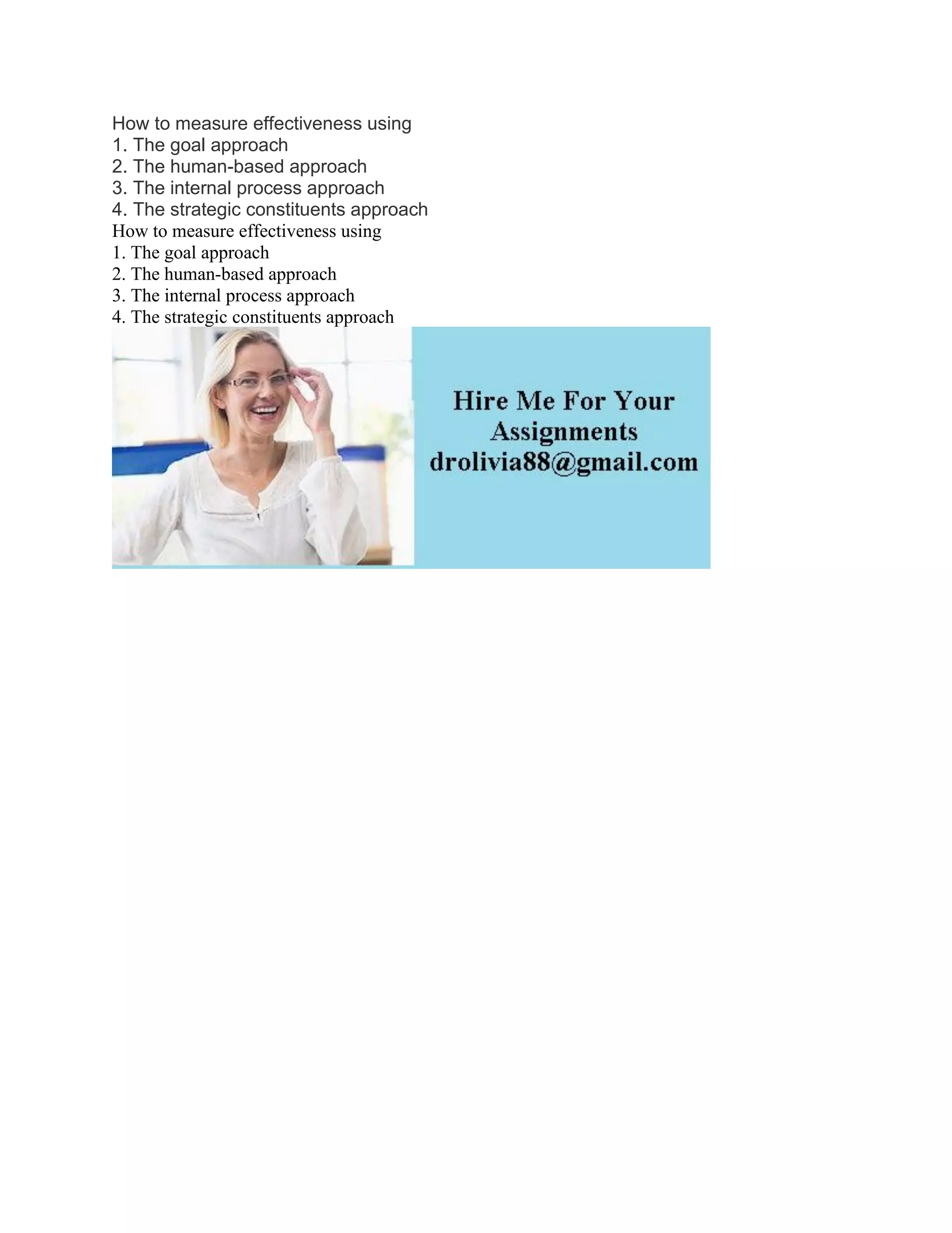 How To Measure Effectiveness Using 1 The Goal Approach2 The Human Bapdf