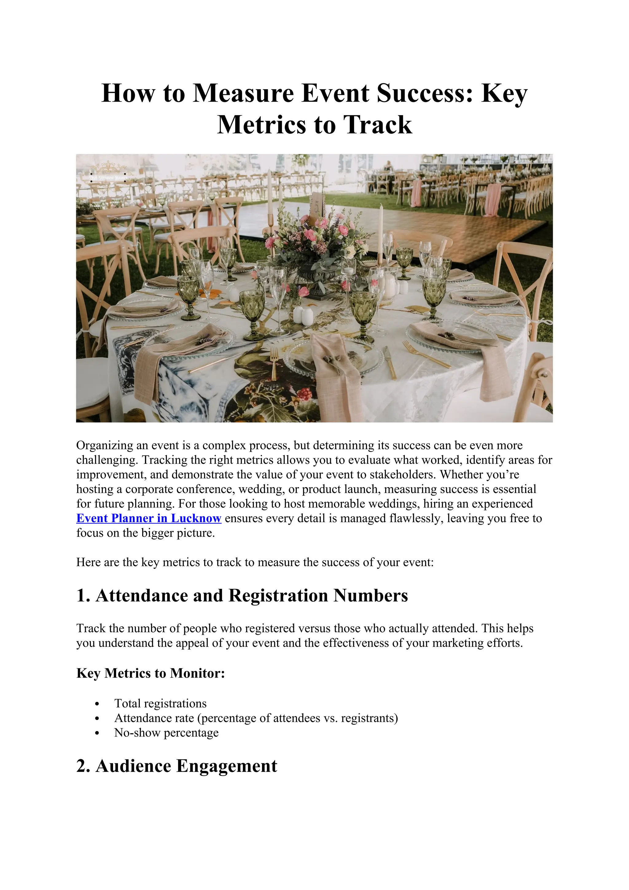 How to Measure Event Success : The Wedding Basket | PDF