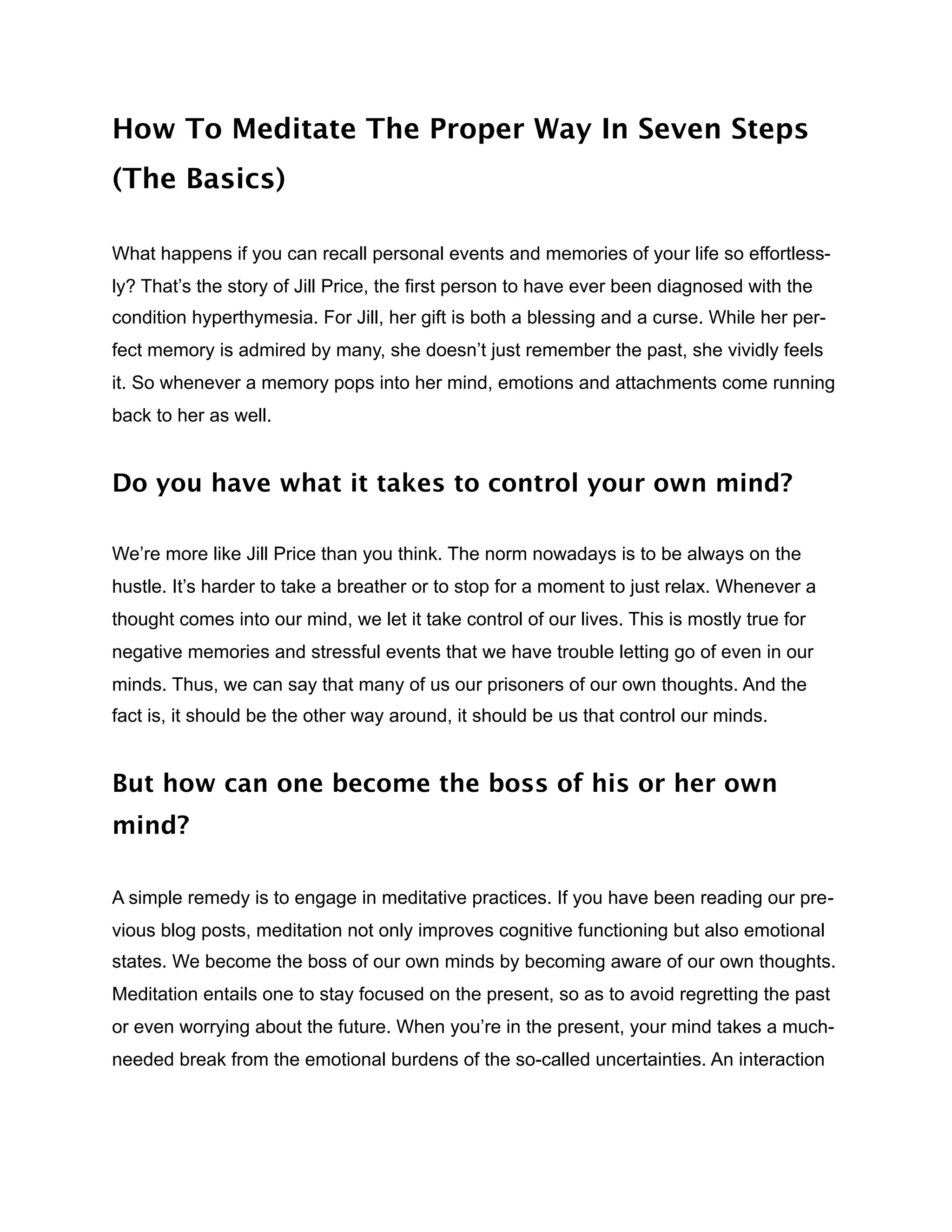 How to Meditate the Proper Way in Seven Steps (The Basics) | PDF | Lung ...