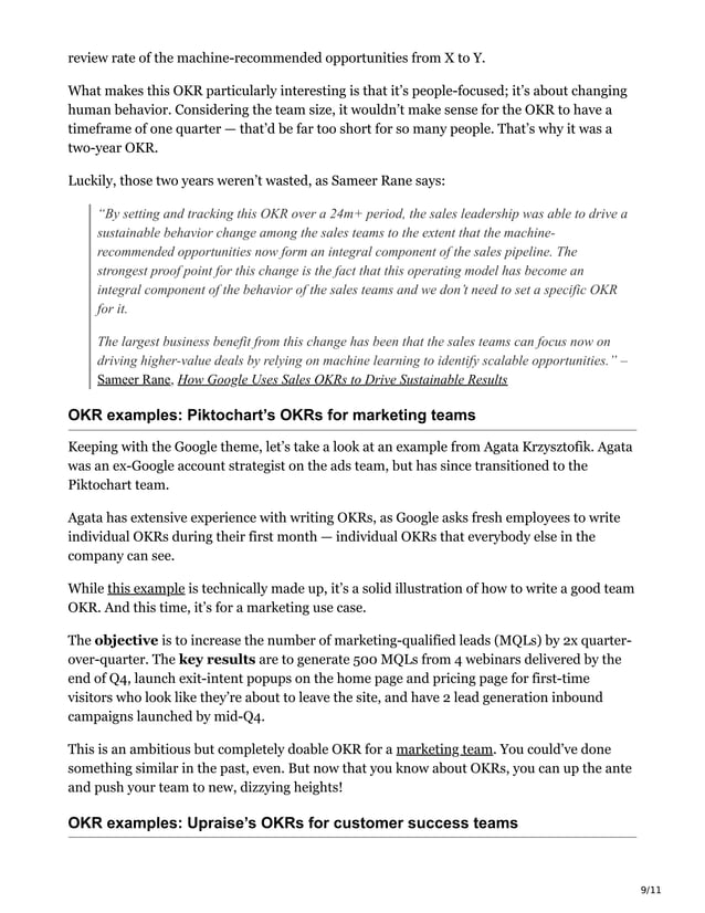 How to Meet Goals and Inspire Your Team Using OKRs (Includes OKR ...