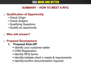 How to meet a RFQ (Request for Quotation) | PPTX | Resume Writing and ...
