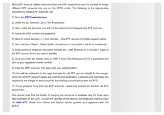 How to merge two or more epf accounts in india | PPT