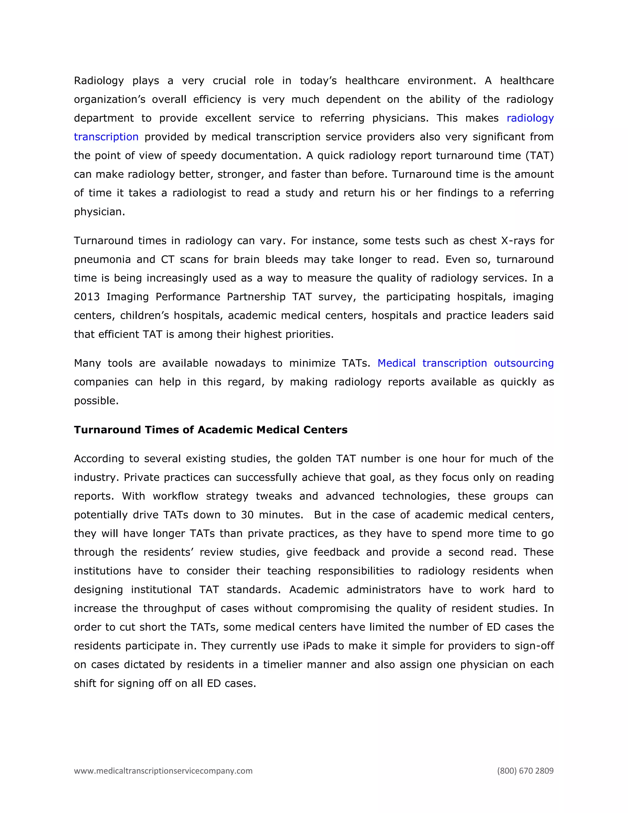 How to Minimize Radiology Turnaround Time | PDF