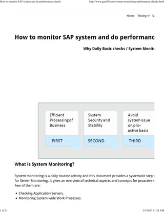 How to monitor sap system and do performance checks | PDF | Operating ...