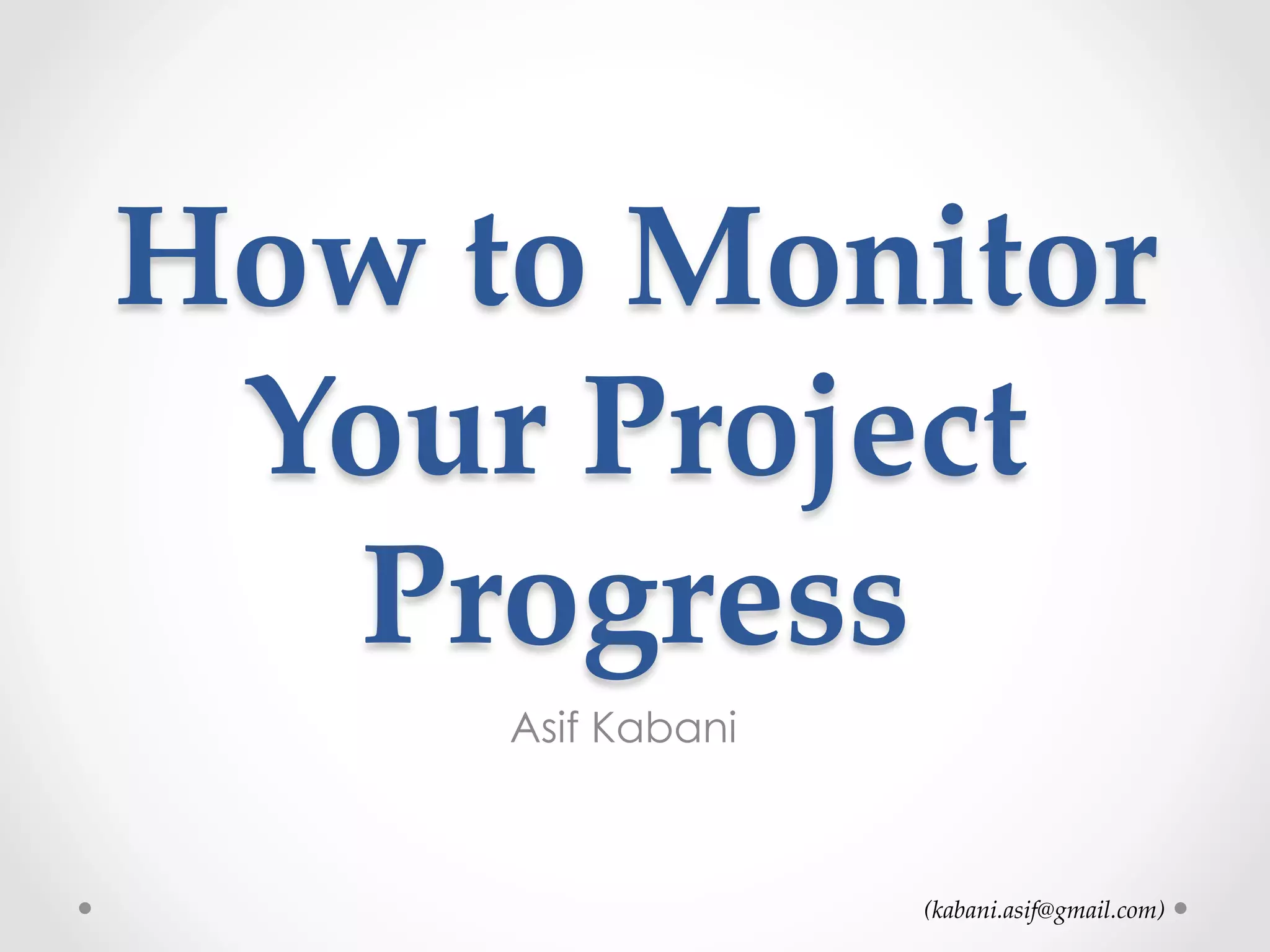 How to monitor your project progress | PDF
