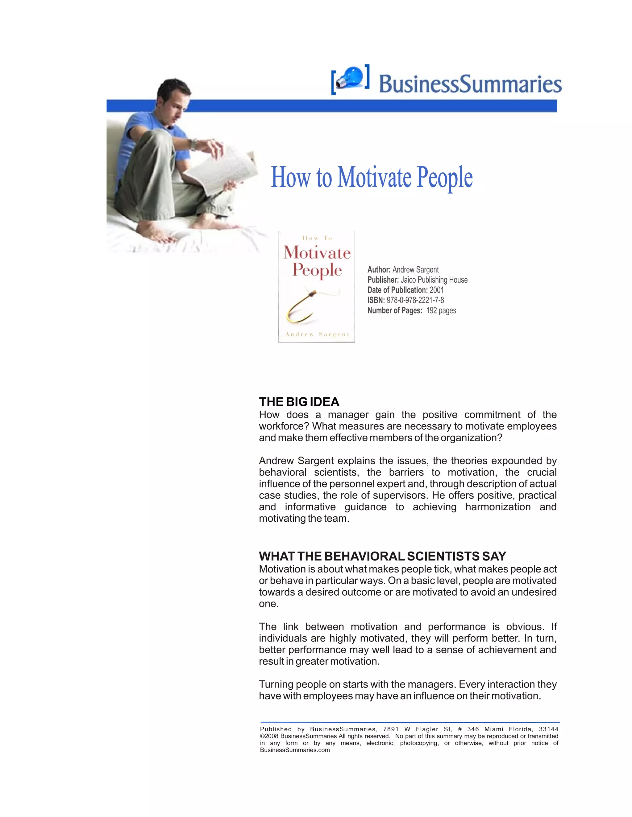 How To Motivate People | PDF