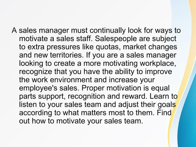 How to motivate your sales team | PPT