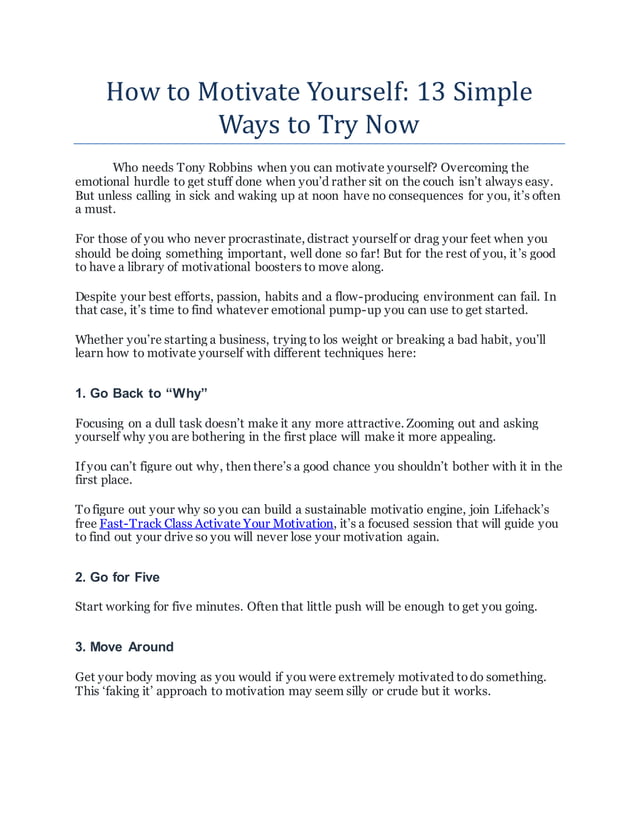 How to motivate yourself | PDF