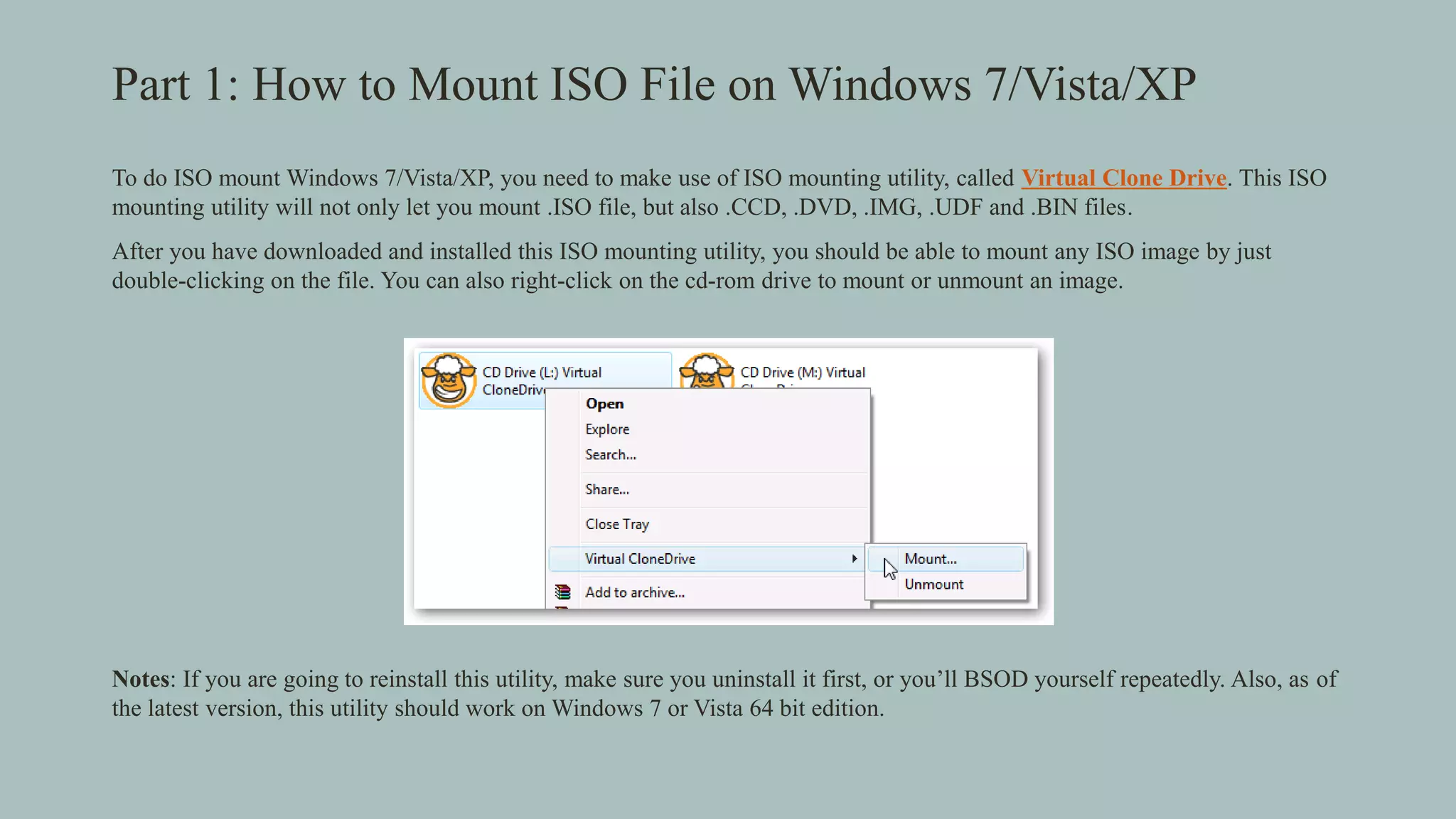 How to mount iso file to dvd and clone dvd to iso file | PPTX
