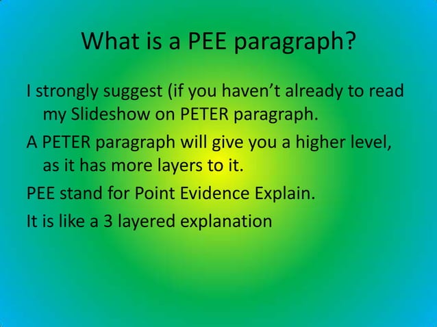 How to nail a PEE paragraph | PPTX | Phone Services | Home Utilities