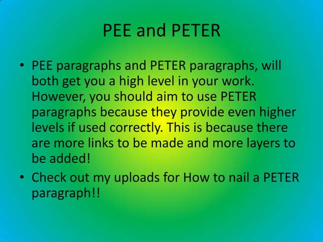 How to nail a PEE paragraph | PPTX | Phone Services | Home Utilities