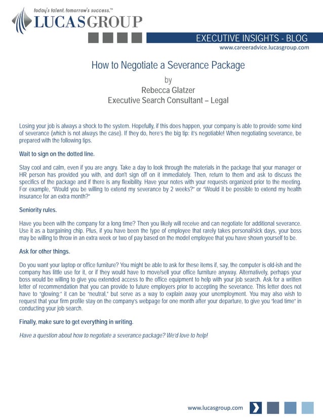 How to Negotiate a Severance Package | PDF