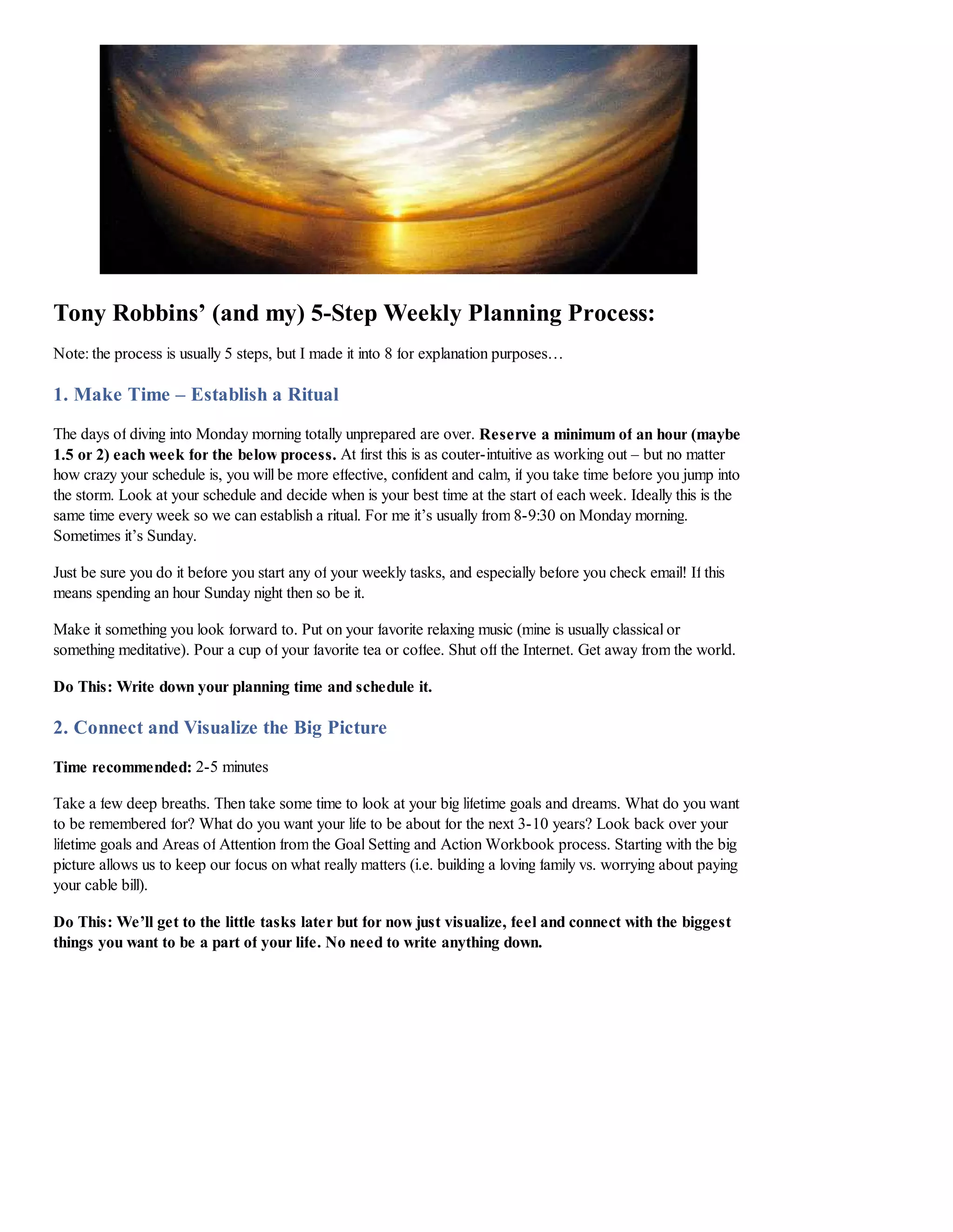 How tony robbins plans his week (my 5 step process + free worksheet ...