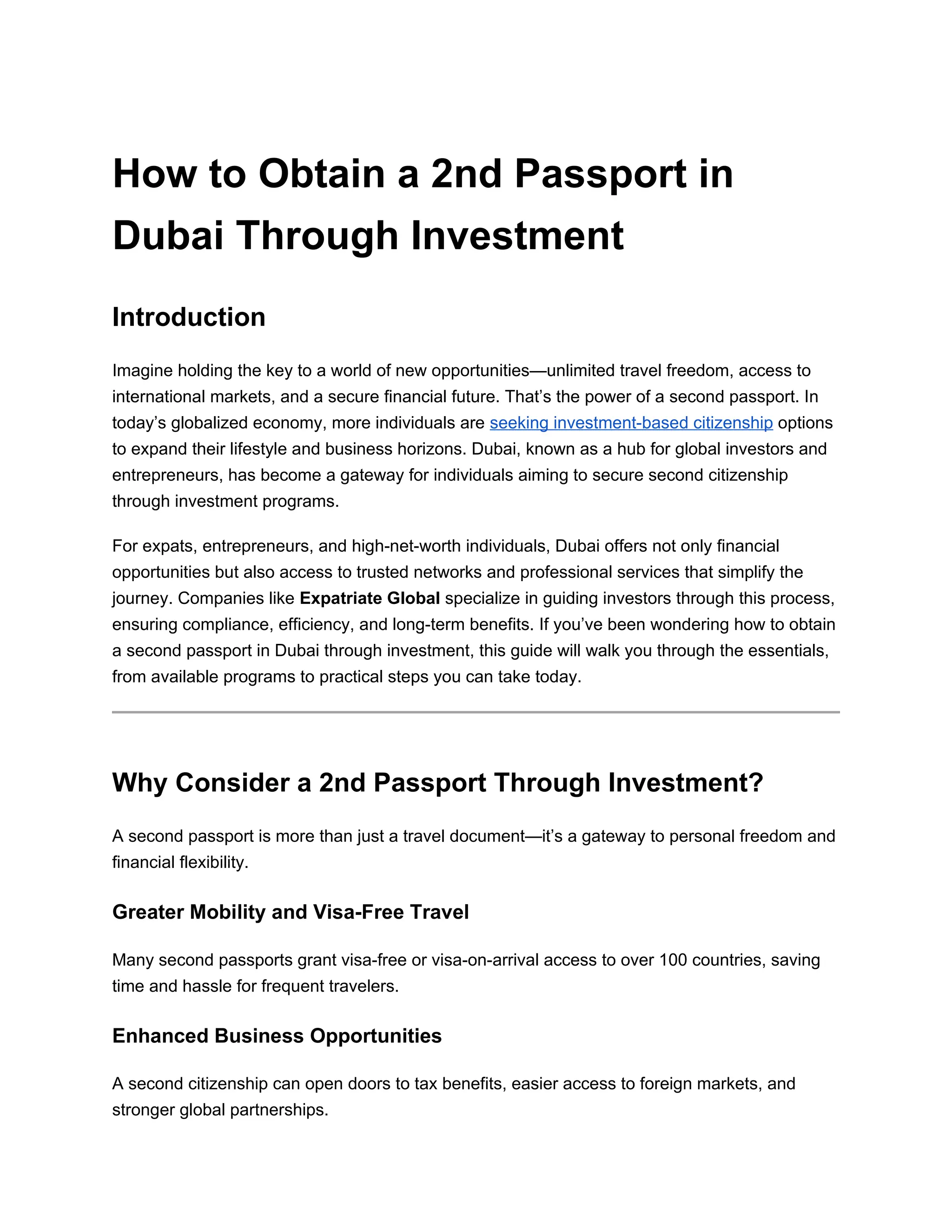 How to Obtain a 2nd Passport in Dubai Through Investment.docx