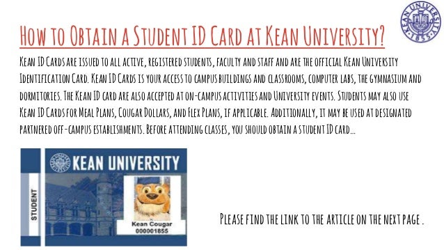 How to obtain a student id card at kean university?