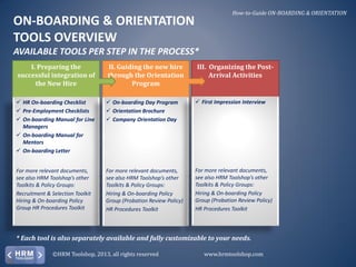 Onboarding & Orientation - How to on-board new employees. A Manual for ...