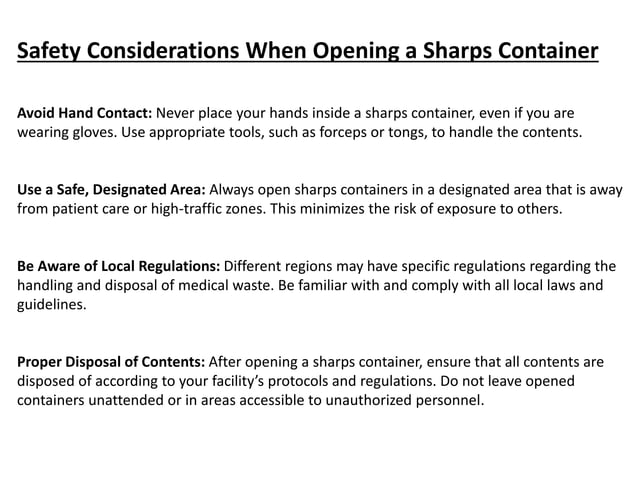 Step-by-Step Guide to Opening a Sharps Container | PDF