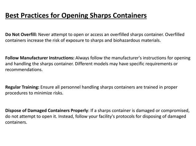 Step-by-Step Guide to Opening a Sharps Container | PDF