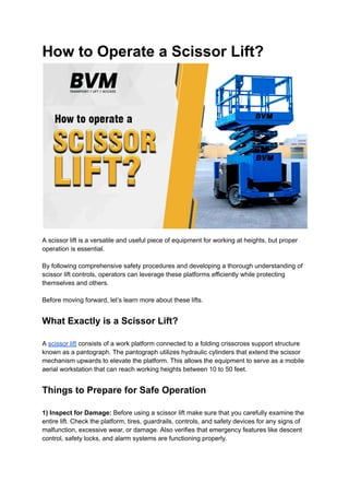 How to Operate a Scissor Lift? - BVM Transport | PDF