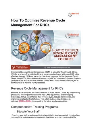 How To Optimize Revenue Cycle Management For RHCs.pdf | Health Insurance | Insurance