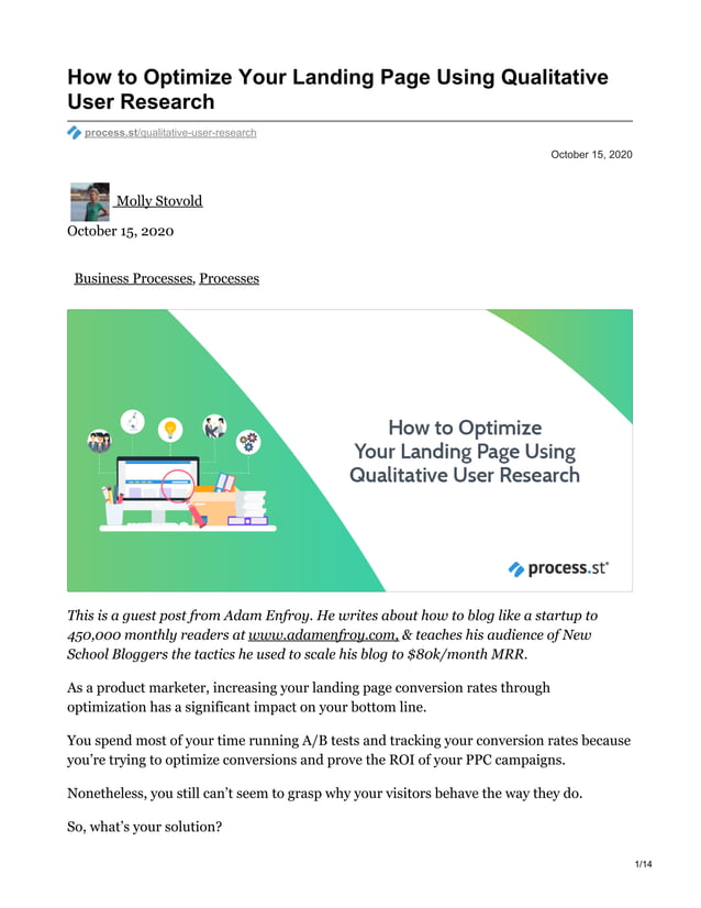 How to Optimize Your Landing Page Using Qualitative User Research | PDF