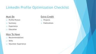 How to optimize your LinkedIn profile | PPTX | Social Networking | Internet