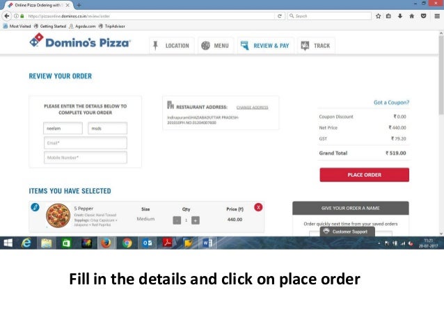 How to order domino's pizza online