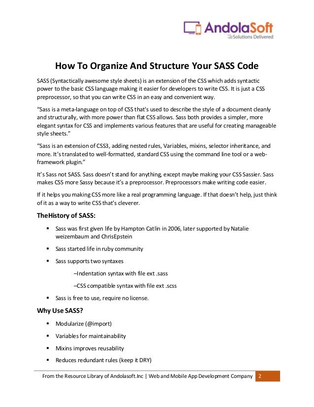 How To Organize And Structure Your SASS Code | PDF