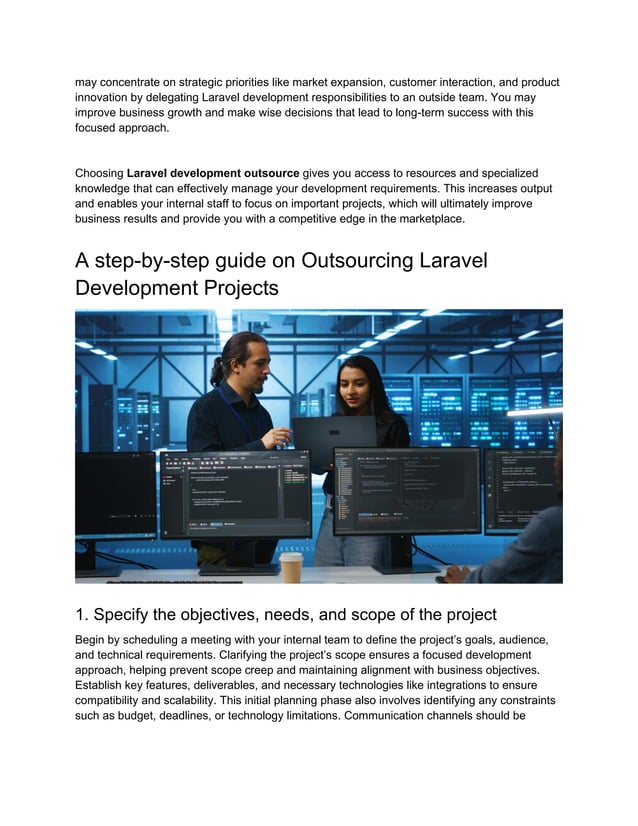 A Comprehensive Guide to Successfully Outsourcing Laravel Development Projects | PDF