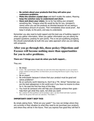 How to overcome objections and excuses | PDF