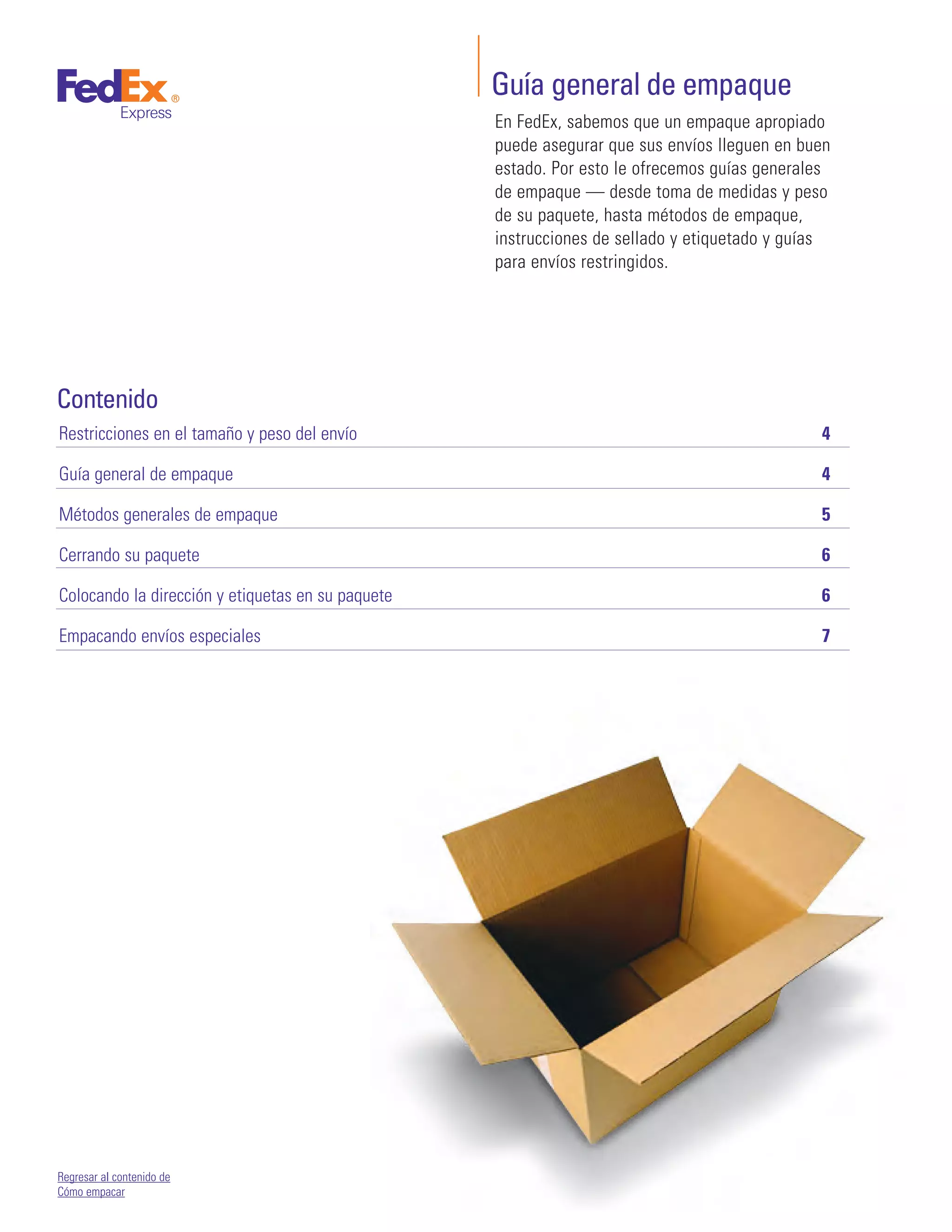 Guía general para empaque - Fedex | PDF