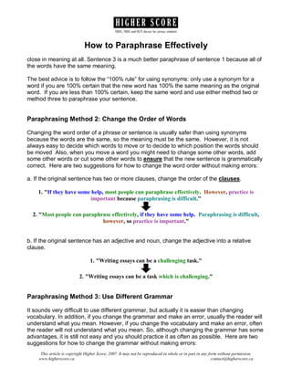 How to paraphrase effectively | PDF