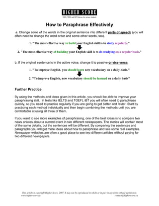 How to paraphrase effectively | PDF | Resume Writing and Advice | Job ...