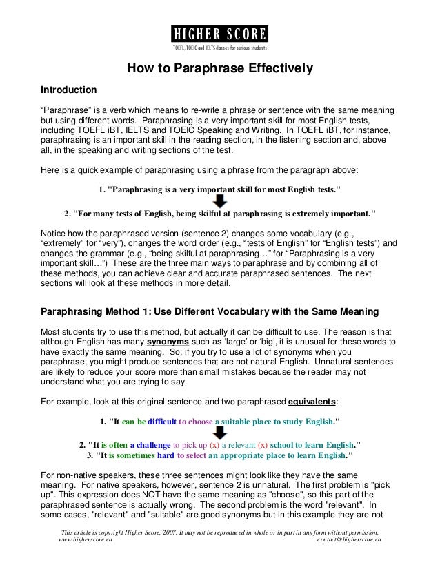 How to paraphrase effectively